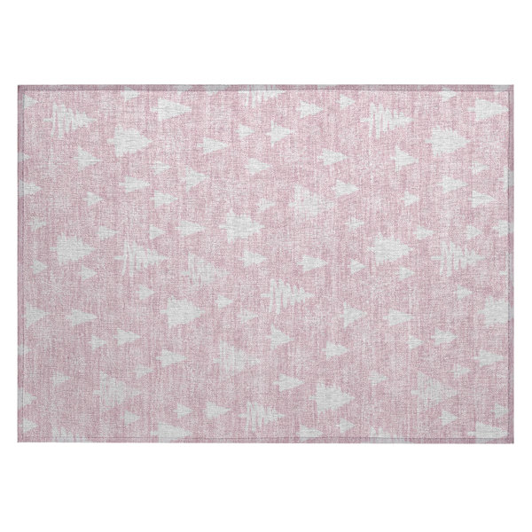 Bungalow Rose Machine Washable Indoor/Outdoor Christmas Tree Xhevrie Pink Rug | Wayfair